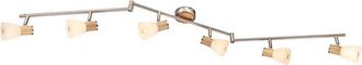 ETC Shop Glas Decken Strahler beweglich fernbedienung Holz Lampe dimmbar im Set inkl. rgb led Leuchtmittel
