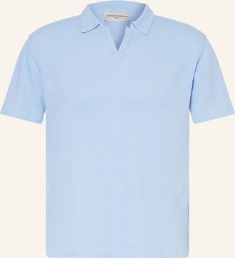 Officine Générale Poloshirt Simon Mit Leinen blau