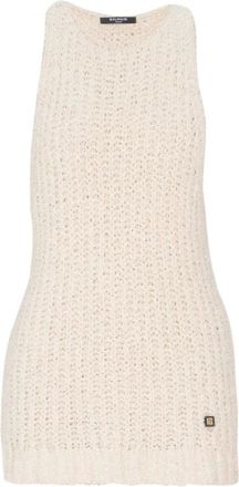 Balmain Femme, Pulls, Beige, Taille: 38 FR Logo Tank Top