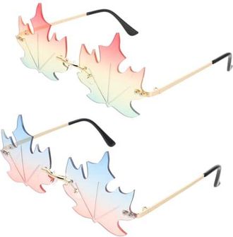 Minkissy Lot De 2 Lunettes De Soleil Hawa&iuml;ennes Amusantes Sans Cadre Pour Femmes Tendance Sans Monture Tendance