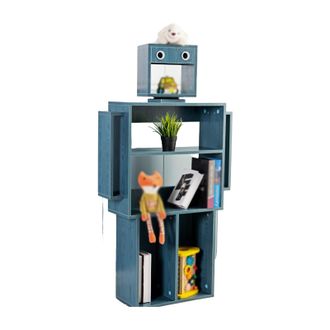 Generic Bodenstehendes Bücherregal, 4-lagiges dekoratives Regal mit großer Kapazität, roboterförmiges Bücherregal aus Schmiedeeisen, geeignet for Wohnzimmer, 