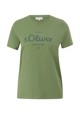 s.Oliver Damen T-Shirt mit Logo Print Green, 34