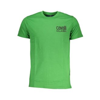 Cavalli Gr&uuml;nes Baumwoll-T-Shirt mit Logo-Druck - - Tops - Herren - Gr&uuml;n - 2XL