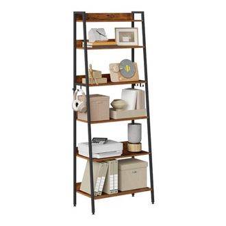 Woltu &Eacute;tag&egrave;re Industrielle 6 Niveaux, &Eacute;tag&egrave;re de Rangement &Eacute;troite et Haute (Bureau, Salon, Cuisine), Cadre M&eacute;tallique, 36x64x187,5 cm - Noir + Ch&ecirc;ne Vintag