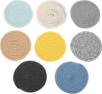 Garneck 8 Stück Teiliges Baumwollseil Untersetzer Gewebte Hitzebeständige Cup Matten rutschfeste Tischschutz Pads für Gläser und Tassen Praktische Tischdekora