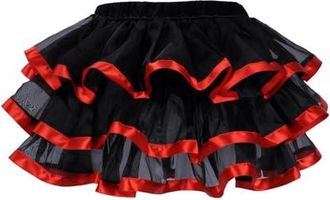 Generic Jupe Bouffante Polyvalente en Maille noire-rouge-6XL