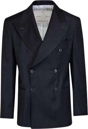 Giuliva Heritage Collection Zweireihiger Blazer mit 6 Kn&ouml;pfen - - Suits - Herren - Grau - L