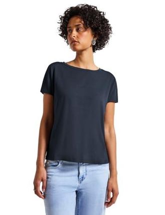 Street One T-Shirt en Jersey avec détails en Maille, Deepwater Blue, 38