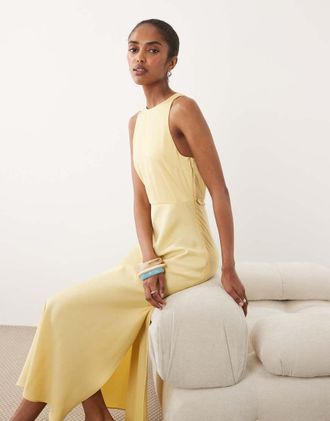 A|X Armani Exchange Robe longue avec d&eacute;tail cha&icirc;ne dor&eacute;e - Jaune beurre