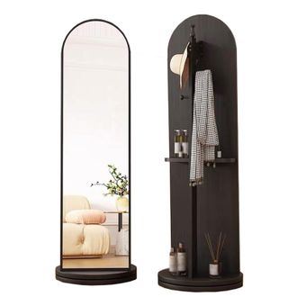 Generic Spiegel Standspiegel Ganzk&ouml;rperspiegel Vertikaler mit Ablagen f&uuml;r Schlafzimmer Wohnzimmer(Black,30x166 cm)