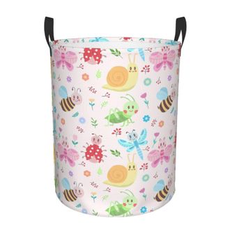 Generic Niedliche Blumen, Insekten W&auml;schekorb Rund W&auml;schesammler Mit Henkel W&auml;schetonne F&uuml;r Kleidung Spielzeug W&auml;schesack