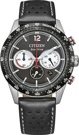 Citizen Eco-Drive Racing Chronograph, Leder schwarz, 39.9mm Herrenuhr CA4717-06E