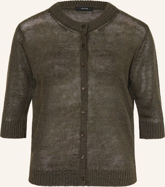 OPUS Strickjacke Datina Mit Leinen gruen