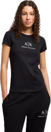 A|X Armani Exchange Womens Arte Sella, Shiny Logo,Regular Fit,Black,S