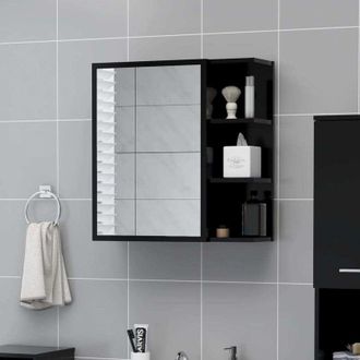 vidaXL Vidaxl - Armoire &agrave; miroir de salle de bain Noir Bois ding&eacute;nierie