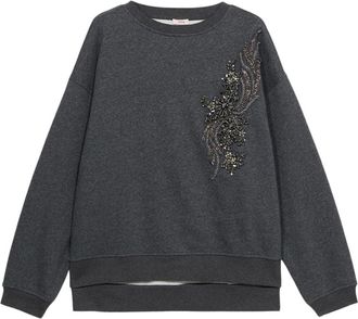 Oltre Femme, Sweatshirts et sweats &agrave; capuche, Gris, Taille: 38/40 FR Closed SweaT-shirt avec Appliqu&eacute;s Floraux