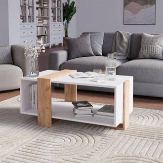 Vicco Table basse Aven, Ch&ecirc;ne blanc/force de lor, 91.5x52cm
