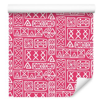 OEM Carta Da Parati Con Motivo Geometrico Polinesiano, Rosa Cipria E Rosa Antico, 50x1000 Cm