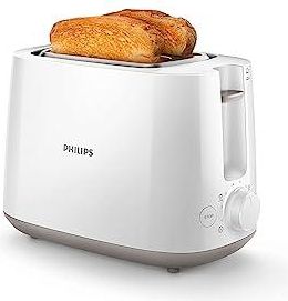 Philips Daily Collection Grille-Pain - 2 Fentes Larges, 8 Niveaux de Dorage, Réchauffe-Viennoiseries Intégré, Décongélation et Arrêt Auto (HD2581/00)