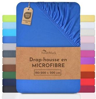 NatureMark Drap de lit en Microfibre &agrave; Prix r&eacute;duit! Beaucoup de Tailles et de Couleurs Marchandise de Marque (Drap de lit 180x200-200x220 cm, Bleu Roi)