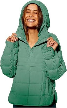 Generic Gloryboom Gloryboom Veste bouffante surdimensionn&eacute;e &agrave; capuche pour femme pour lautomne et lhiver, Vert, 3XL