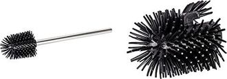 WENKO Silikon WC-Ersatzbürste mit Edelstahlstiel - Ersatz-Toilettenbürste, 7.5 x 35 x 7.5 cm & Ersatzbürstenkopf mit Randreiniger für WC-Garnituren Silikon 