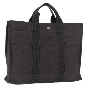 Herm&egrave;s Sac cabas vintage en toile pr&eacute;-poss&eacute;d&eacute; - Femme - Pre-owned - Gris - Taille: ONE Size