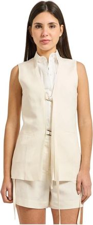 Patrizia Pepe Femme, Vestes, Beige, Taille: 40 FR Long Tailored Vest
