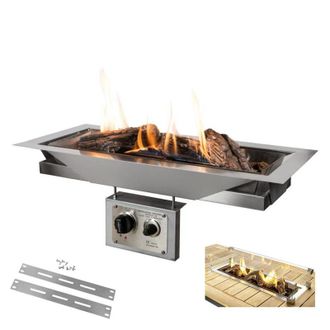 Happy Cocooning Mania Einbau-Feuerstelle Komplettset 12 kW lang 69x32x23 cm Einbaumodell Feuertisch - Happy Cocooning