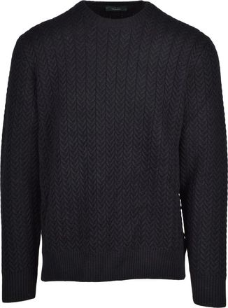 Zanone Homme, Pulls, Noir, Taille: XL Pull Girocollo Intrecciato