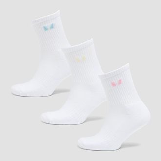 MyProtein Chaussettes MP mi-mollet unisexe (lot de 3 paires) - Rose cosmos/Bleu ciel/Noix de coco - UK 6-8