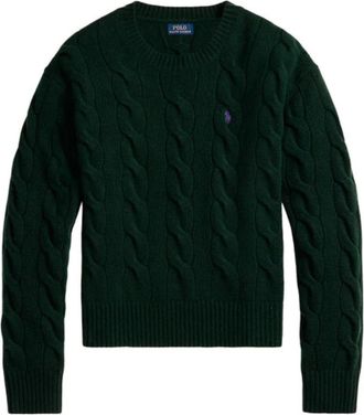 Ralph Lauren Femme, Pulls, Vert, Taille: 40 FR Pull Ras du Cou en Maille Câblée