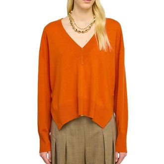 Semicouture Pull V col en V Bertha - Femme - Pulls - Orange - Taille: 44 FR