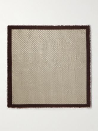 Gucci Tuch Aus Metallic-woll-jacquard Mit Fransen - Neutral