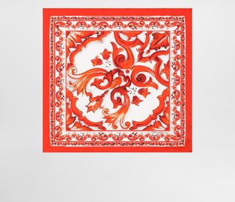 Dolce & Gabbana Foulard 50 X 50 Aus Seidentwill Mit Majolika-print - Frau Schals Und T&uuml;cher Multicolor Seide Pz