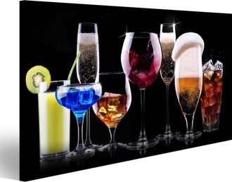 Islandburner Bild Bilder auf Leinwand Verschiedene alkoholische Getränke - Bier, Wein, Cocktail, Saft, Champagner, Scotch, Soda Wandbild, Poster, Leinwandbild NNS