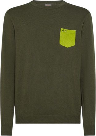 Sun 68 Homme, Pulls, Vert, Taille: 3XL Pull Contrastant Coudi&egrave;res et Poche