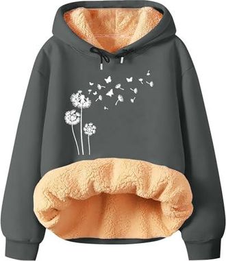 Generic Veste en peluche sherpa pour femme - Hiver et printemps - Sweat à capuche en polaire chaude à manches longues - Imprimé uni - Vêtements dextérieur pel