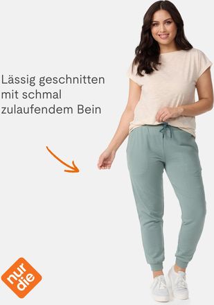 Nur Die Joggpants Relax & Go Bequeme sportliche Freizeithose Jogginghose mit weichem Innenfleece Baumwolle Sweathose Damen, eukalyptus, S