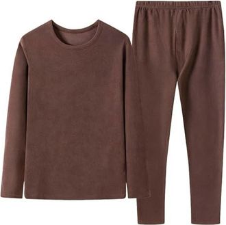 Generic Chemise de nuit &agrave; manches courtes en soie pour femme - Haut et pantalon - Pyjama dhiver sexy pour femme, caf&eacute;, XXL