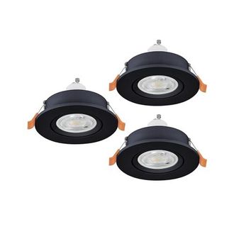 Eglo 3er Set LED Einbaustrahler Barranco, Deckenspots Wohnzimmer, Deckenstrahler schwenkbar aus Kunststoff in Schwarz, neutralwei&szlig;, inkl. GU10 Leuchtmittel