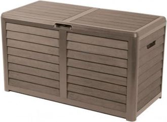 Lifetime Garden Aufbewahrungsbox mit Deckel 420L - Gartenbox f&uuml;r den Au&szlig;enbereich - 117,3 x 65,3 x 54,8 cm - Auflagenbox Wasserdicht - Schlie&szlig;t mit Deckel und Vorh&auml;ng