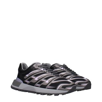 Maison Margiela Mens Black Fabric Athletic Sneakers
