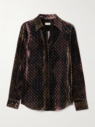 Dries Van Noten Chemise En Velours Imprimé - Marron