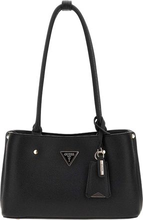 Guess Women Meridian Shoulder Satchel Hand Bag, Schwarz