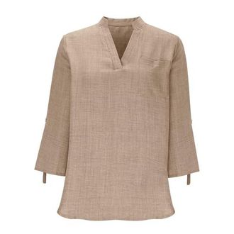 Generic Chemise en coton &agrave; manches longues pour femme - Confortable - Grande taille - &Eacute;l&eacute;gante - Style d&eacute;contract&eacute; - Couleur unie - &Eacute;l&eacute;gante - Chemise en flan