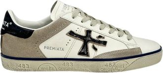 Premiata Homme, Chaussures, Multicolore, Taille: 44 EU Baskets en cuir blanc Steven Blue