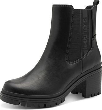 s.Oliver Damen Stiefeletten mit Reißverschluss Blockabsatz, Schwarz (Black), 39 EU