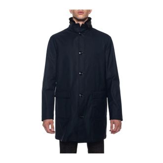 Kiton Wollmantel mit Wildleder-Patches - - Jackets - Herren - Schwarzk - 3XL