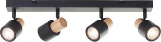 Brilliant Spot de plafond brillant Pini spot bar, 4x GU10, 58 cm, pivotant, métal/bois, noir/marron
